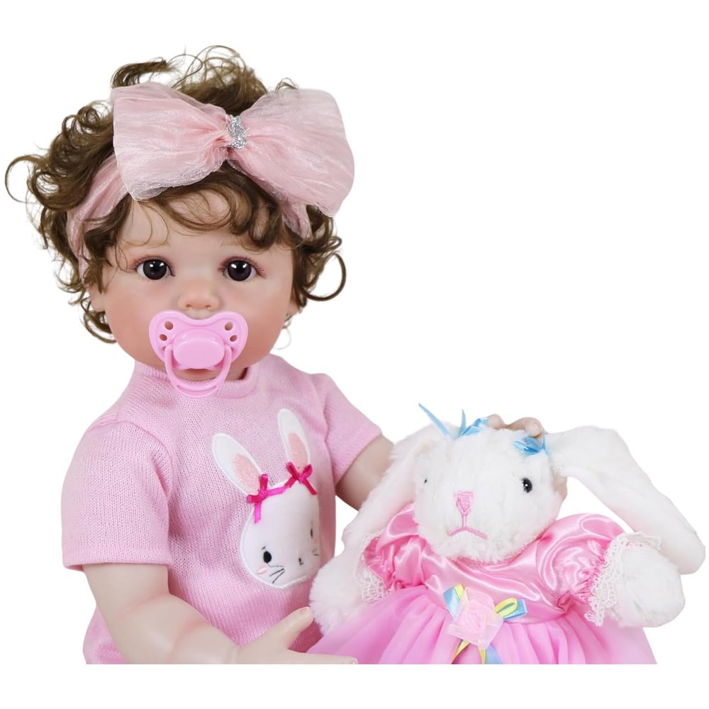 Mila Grace & Bunny Reborn Toddler Doll – Full Vinyl Realism - Cuddly Dolls