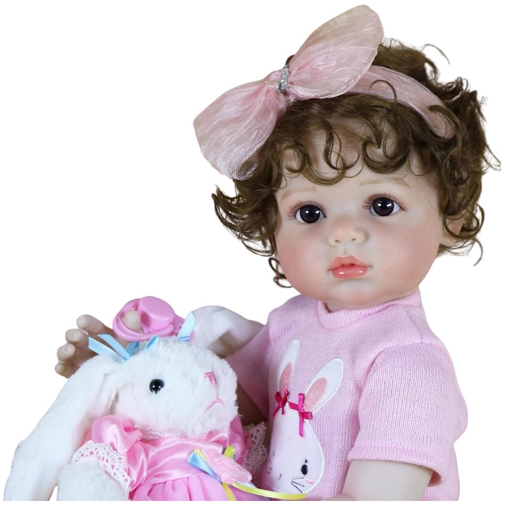 Mila Grace & Bunny Reborn Toddler Doll – Full Vinyl Realism - Cuddly Dolls