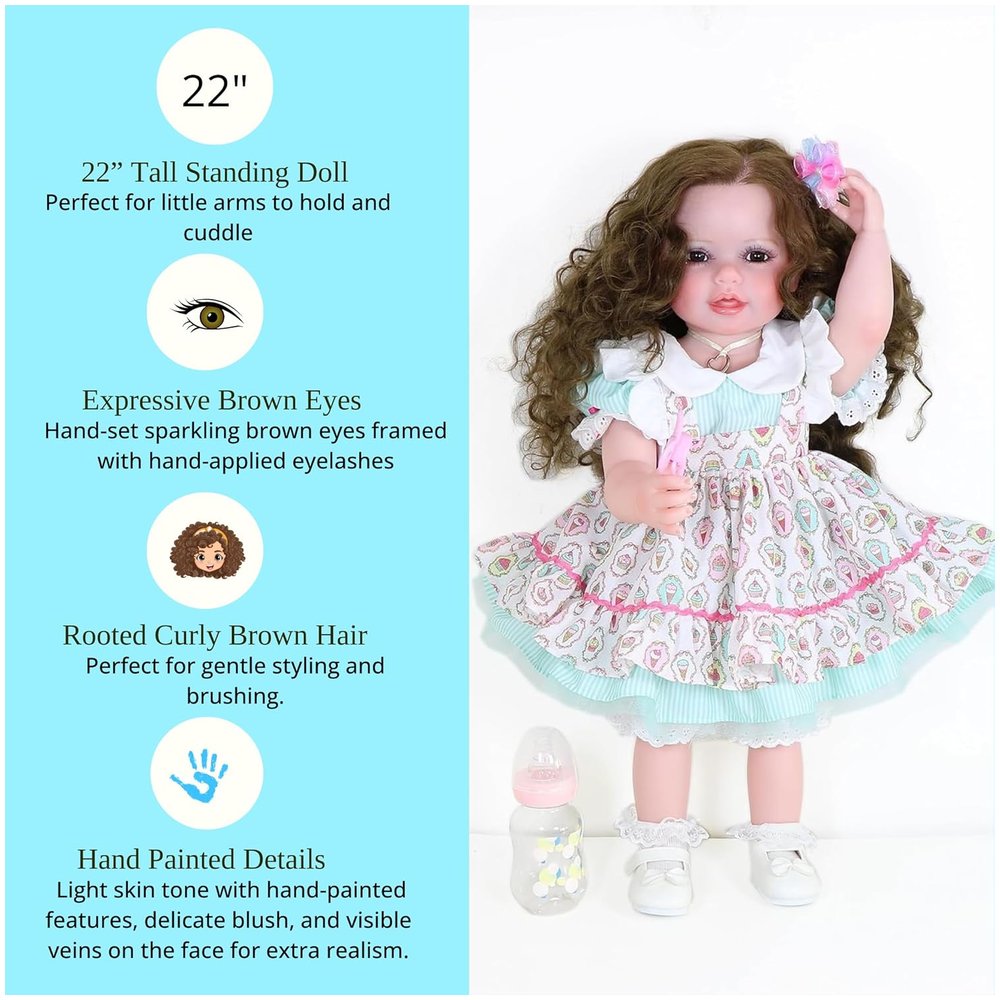 Sweet Curly Sunshine Reborn Toddler Doll – 22-Inch Lifelike Full Vinyl ...