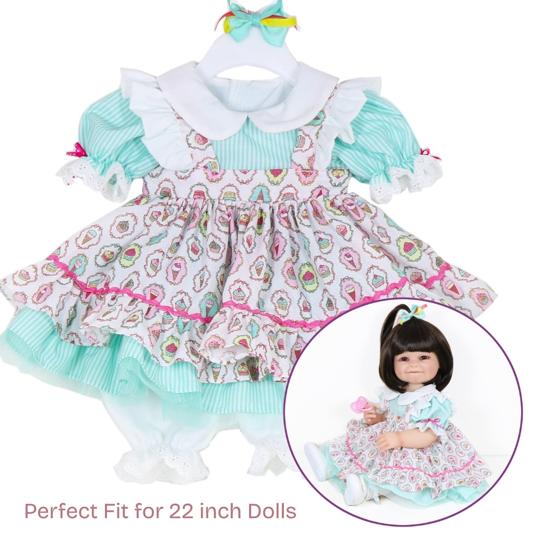 Pastel Cupcake Ruffle Dress Outfit for Reborn Dolls – Fits 20–22 Inch ...